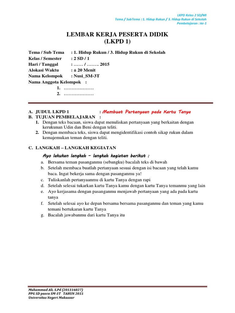 LKPD - K2, T1, SubT3, PB1 | PDF | Karier & Perkembangan | Seni & Disiplin Bahasa