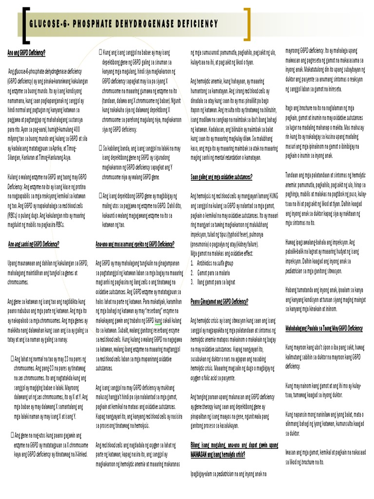 g6pd Brochure Filipino | PDF