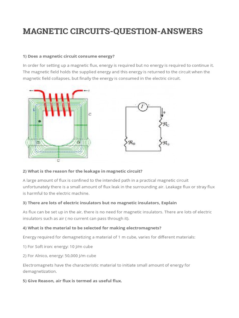 Magnetic Circuit Q&A Guide | PDF | Magnetic Field | Hysteresis