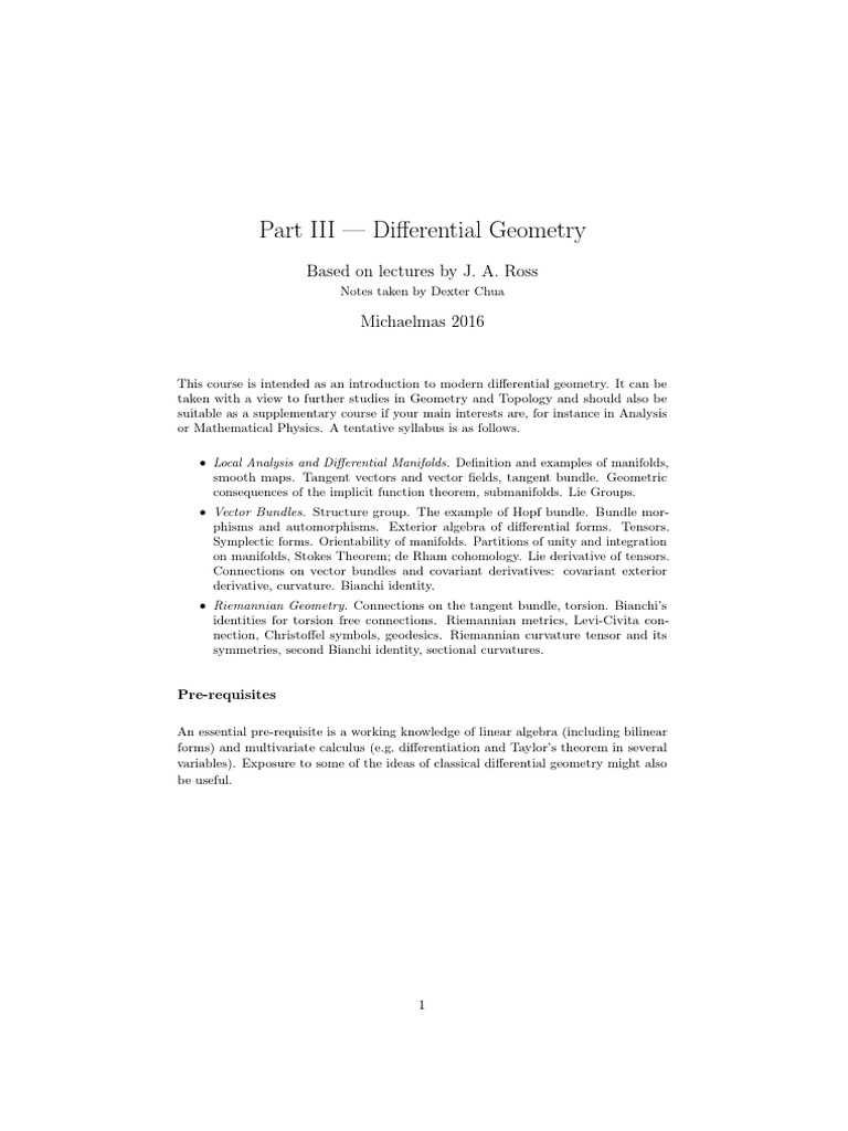 Introduction to Differential Geometry | PDF | Differentiable Manifold ...