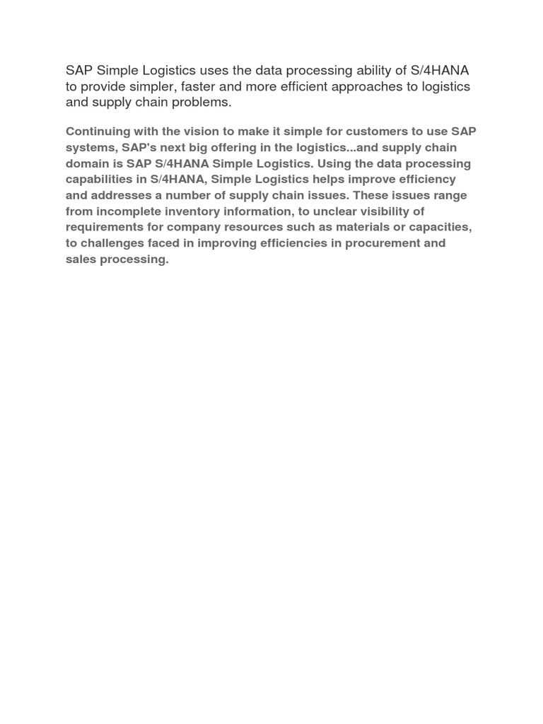 Simple Logistics | PDF