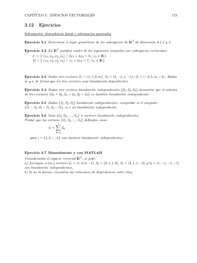 Cap3 Ejerc 1 | PDF | Espacio vectorial | Vector Euclidiano
