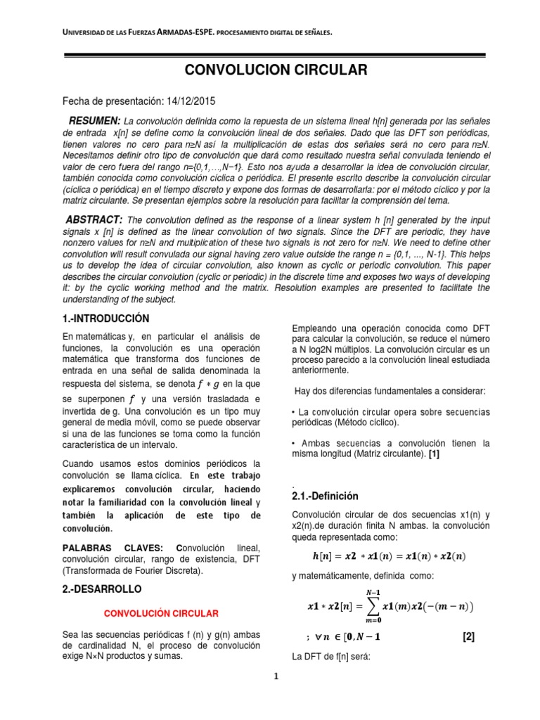 Convolución Circular en Señales Discretas | PDF | Circunvolución ...