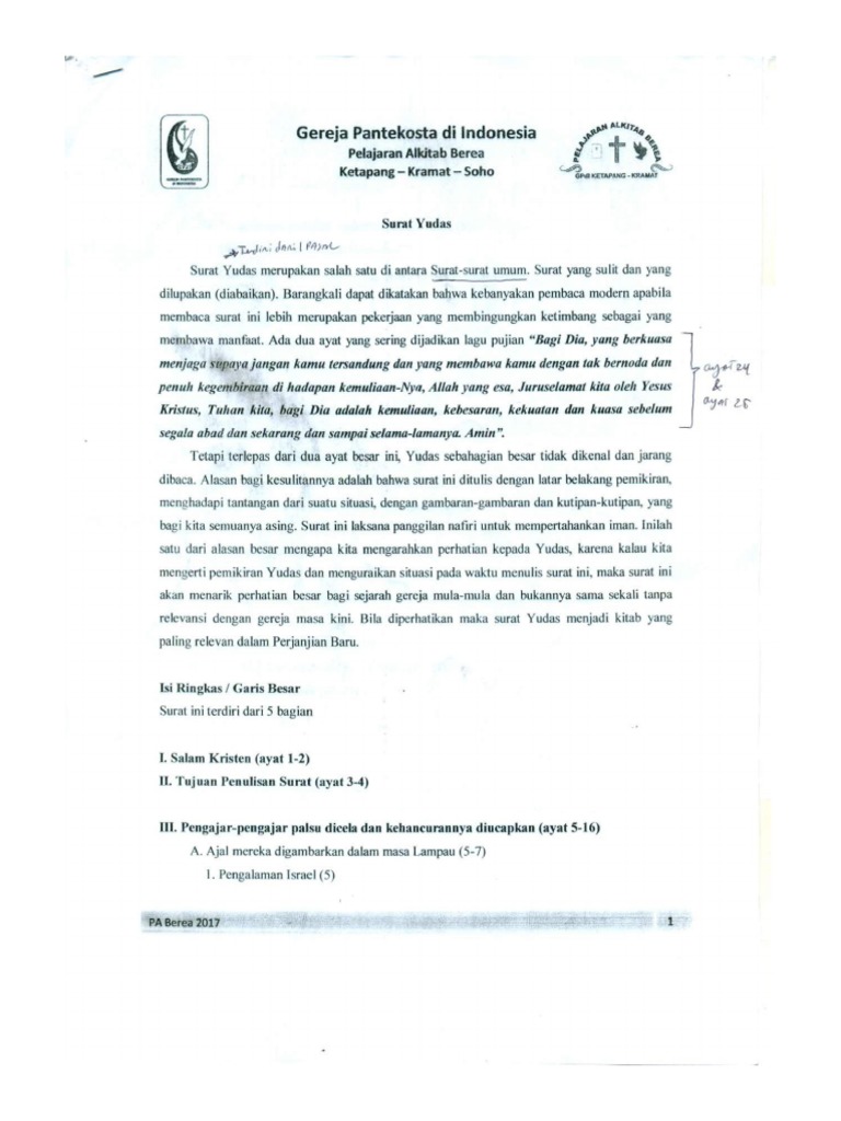 Pelajaran Alkitab: Kitab Yudas | PDF