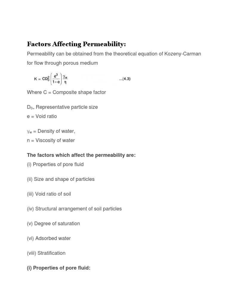 Factors Affecting Permeability | PDF | Porosity | Permeability (Earth ...