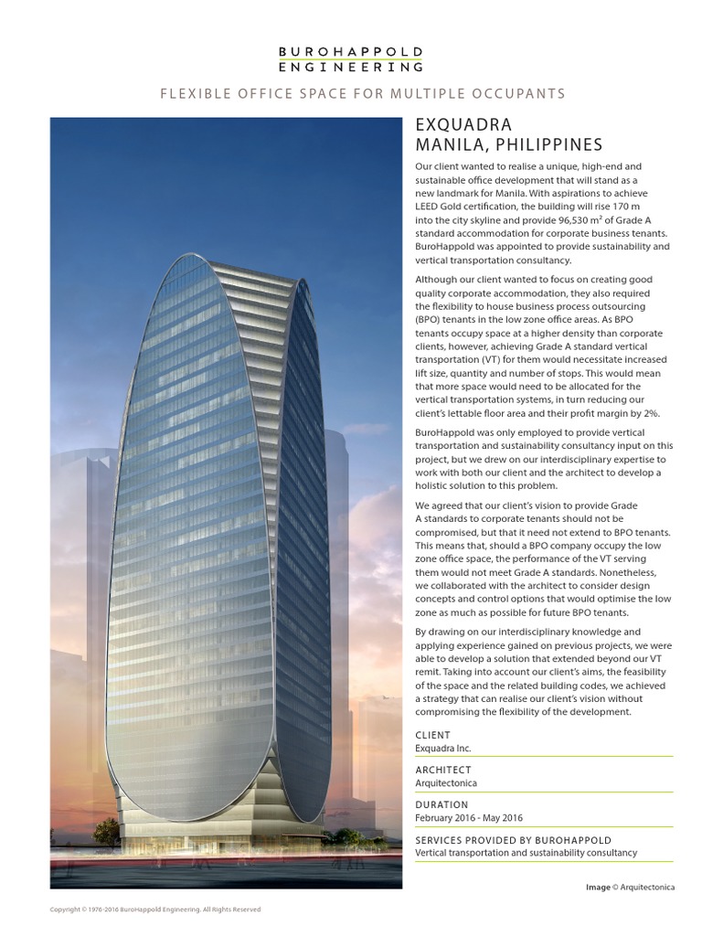 Exquadra Tower Philippines-BuroHappold | Outsourcing | Consultant