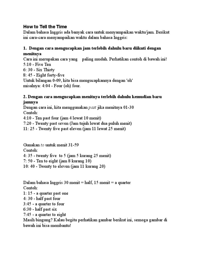 How To Tell The Time | PDF