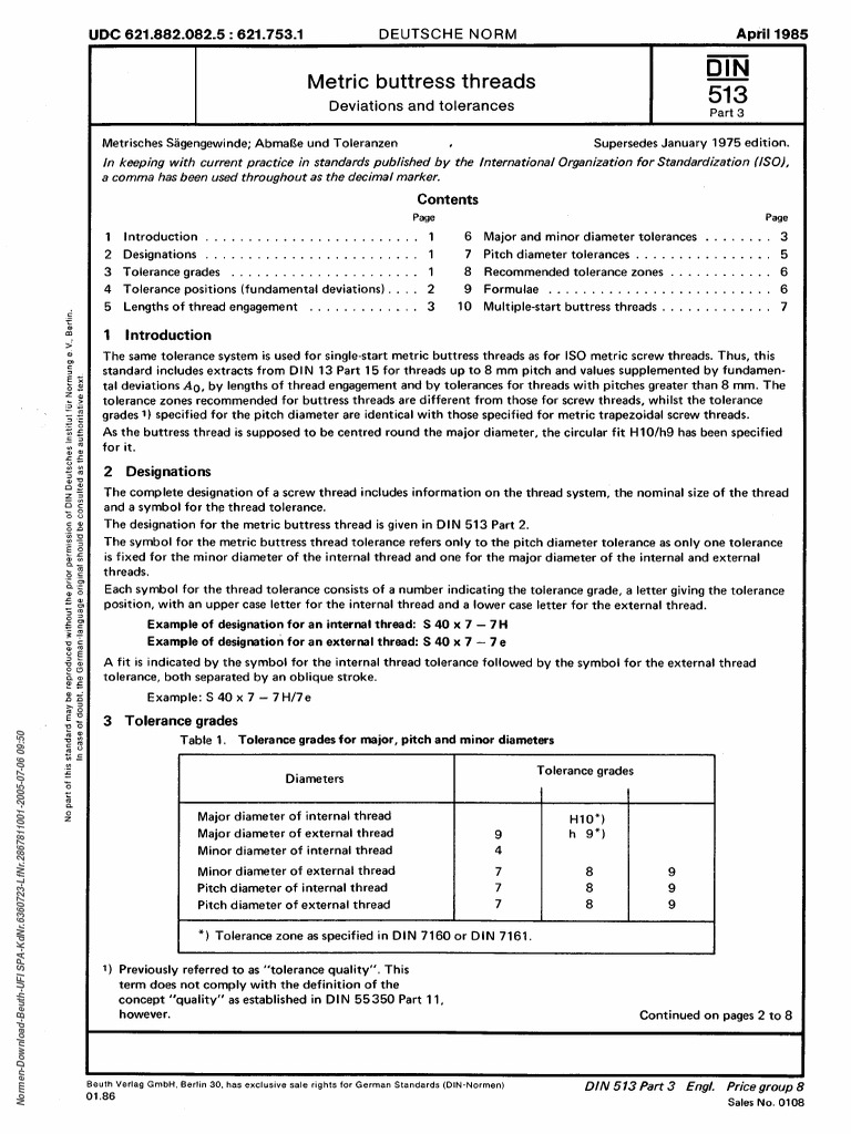 DIN 513 Buttress Thread Standards | PDF