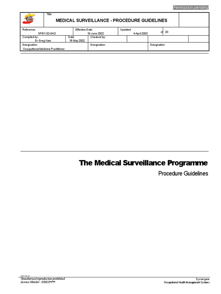 03 - Guideline - Medical Surveillance | PDF | Occupational Safety And ...