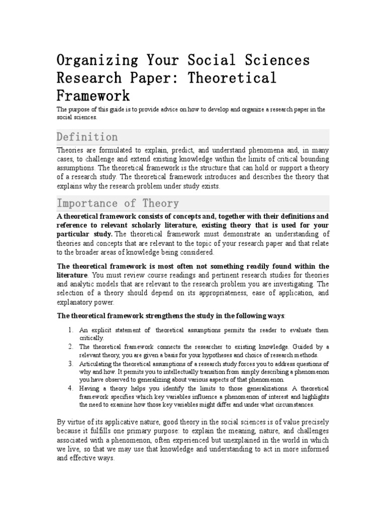 Organizing Your Social Sciences Research Paper | PDF | Theory | Social ...