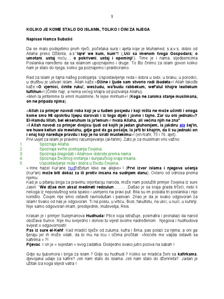 Koliko Je Kome Stalo Do Islama | PDF