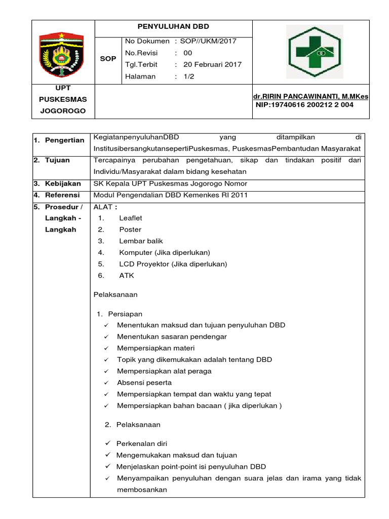 Sop Penyuluhan DBD | PDF