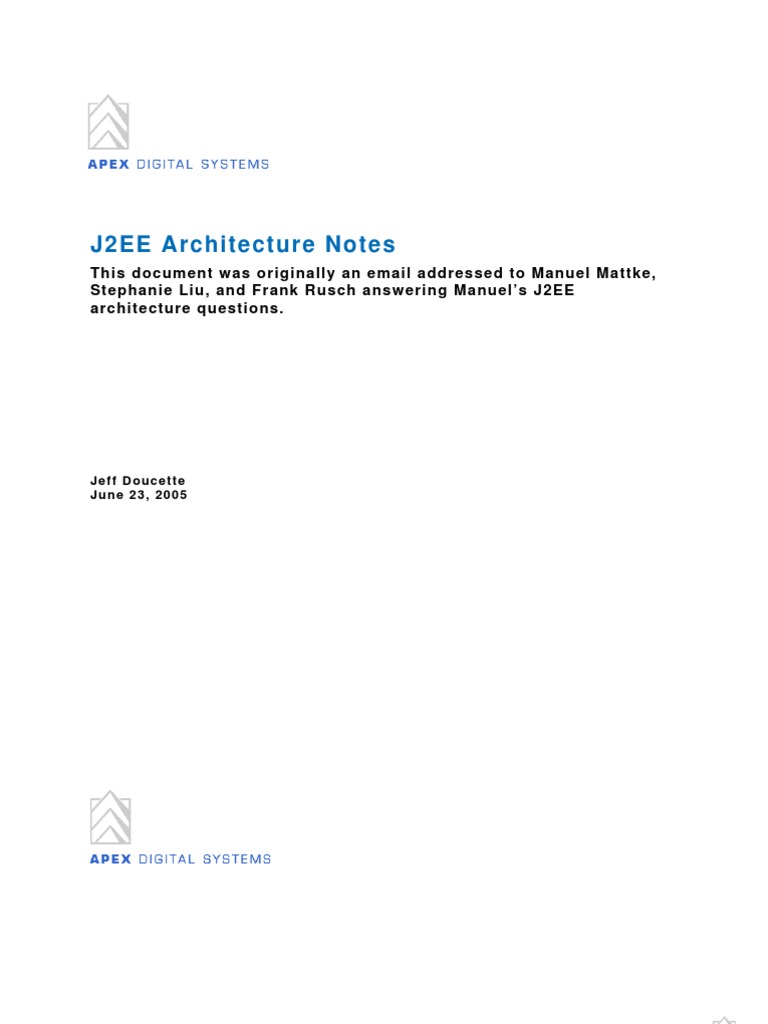 J2EE Architecture Notes | PDF | Enterprise Java Beans | Java Server Pages