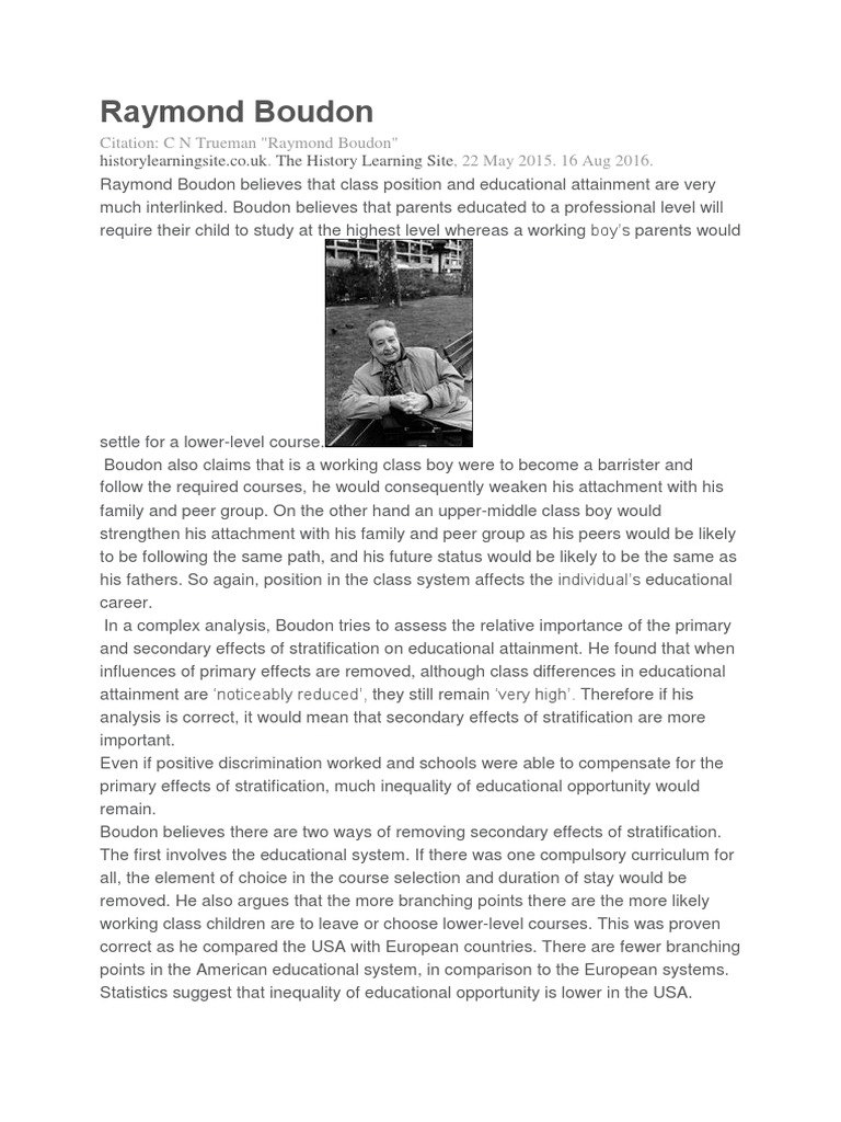 Raymond Boudon | Social Inequality | Class & Inequality