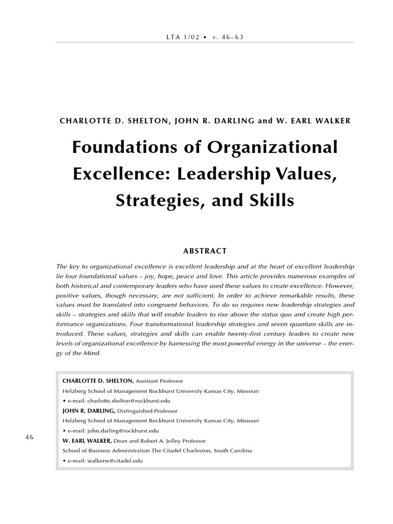 Foundations of Organizational Excellence | PDF | Leadership | Perception