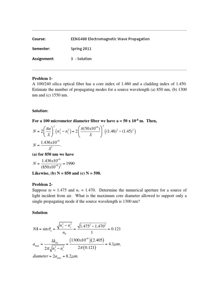 Lab - Assignment 3-Solution | PDF | Optical Fiber | Electrodynamics
