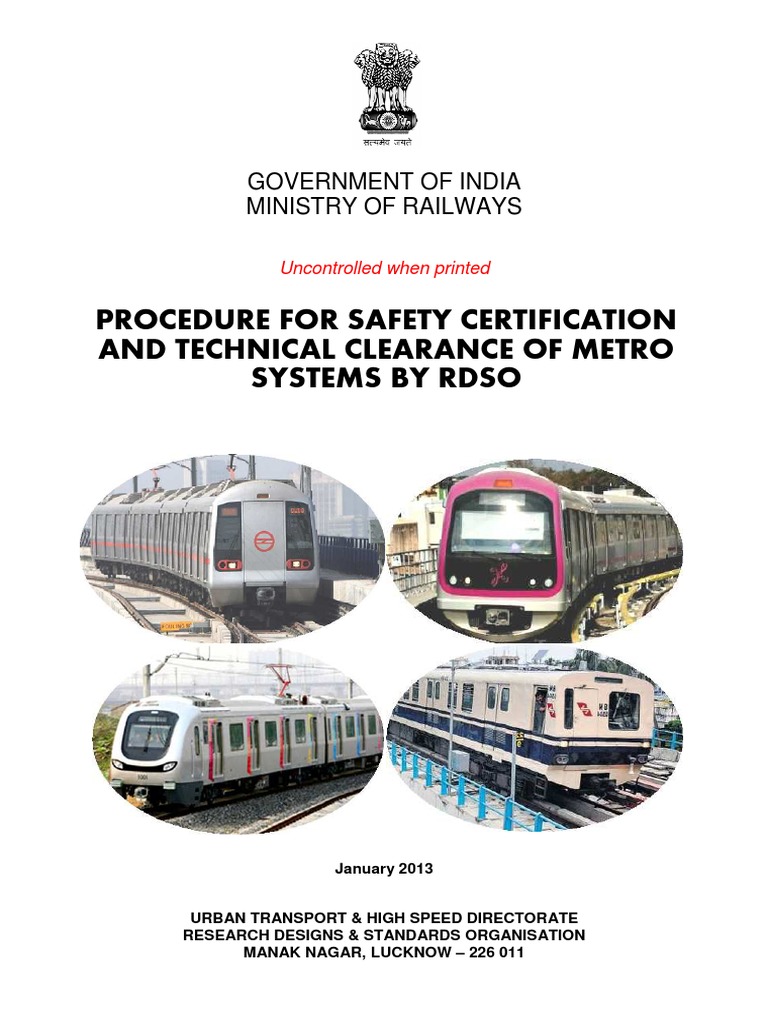 Procedure For Safety Certification and Technical Clearance of Metro ...
