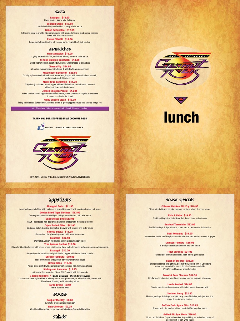 Coconut Rock Lunch | PDF | Salad | Curry