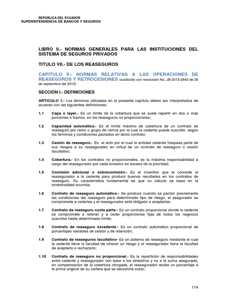 Normas y definiciones sobre reaseguros en Ecuador | PDF | Reaseguro | Seguro