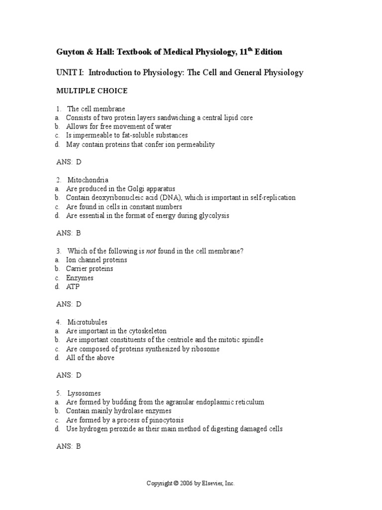 1 Introduction To Physiology The Cell And General Physiolog Pdf