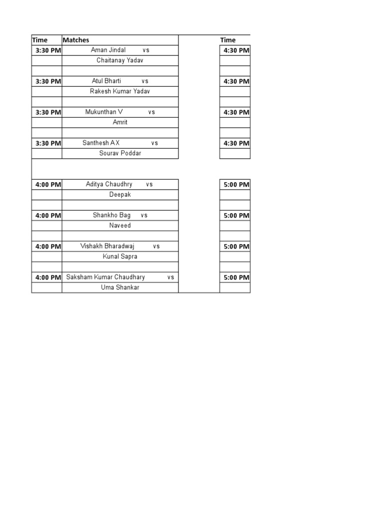 1st Round TT Schedule | PDF