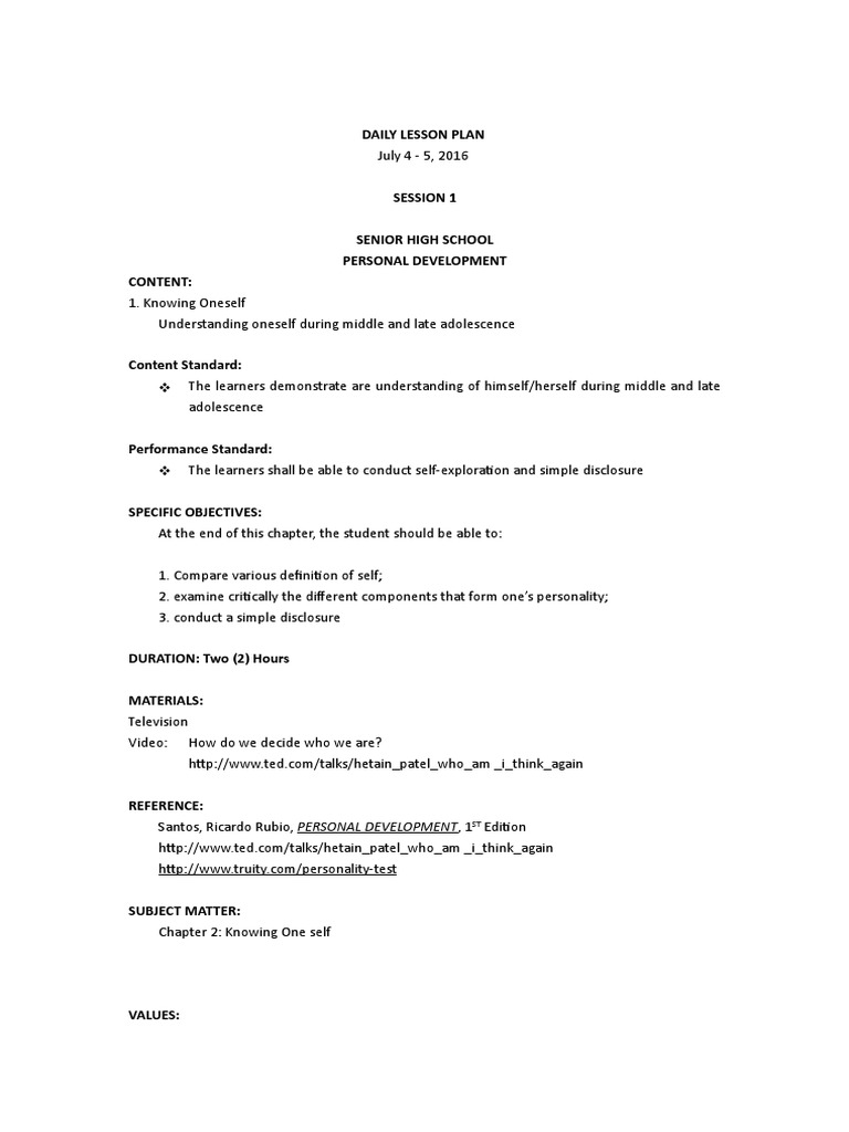 Chapter 2 Session 1 | PDF | Lesson Plan | Adolescence