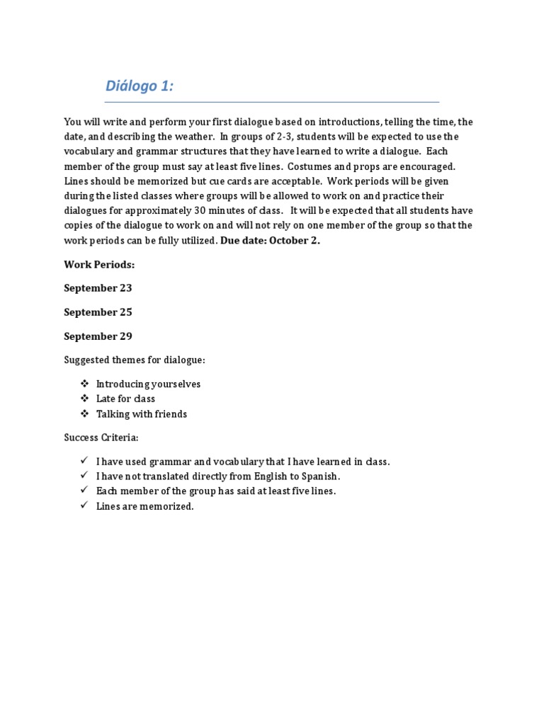 Dialogo 1 lwsbd1 | PDF | Vocabulary | Dialogue