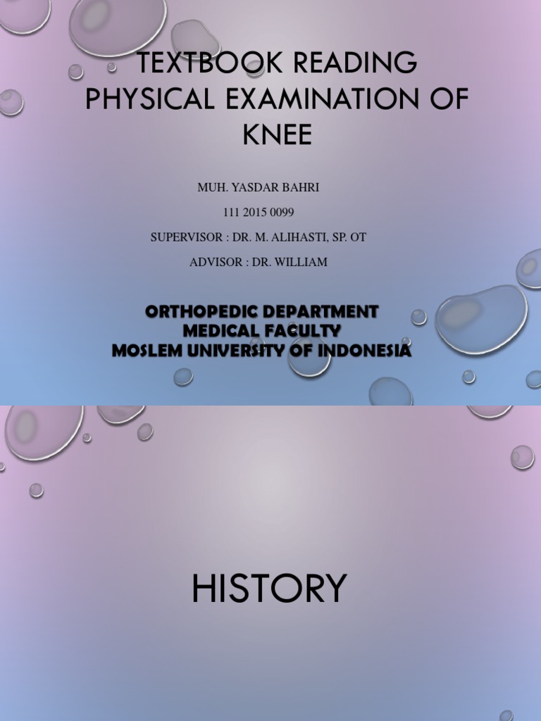 Reading Textbook Phisical Examination of Knee | PDF