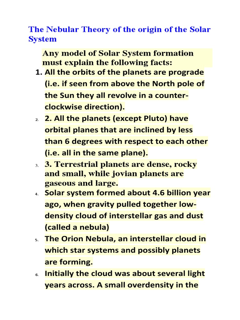 Nebular Theory: Solar System Formation | PDF