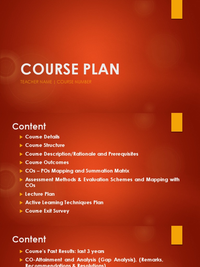 Course Plan | PDF | Educational Assessment | Lecture