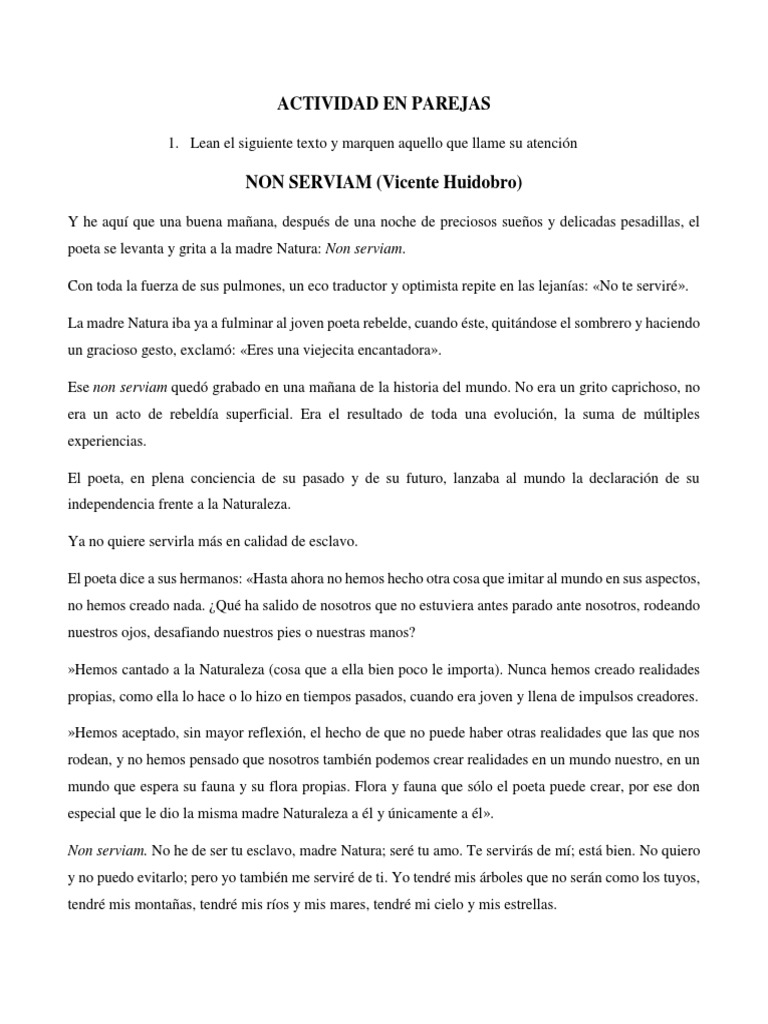 Significado de "Non Serviam" en poesía | PDF