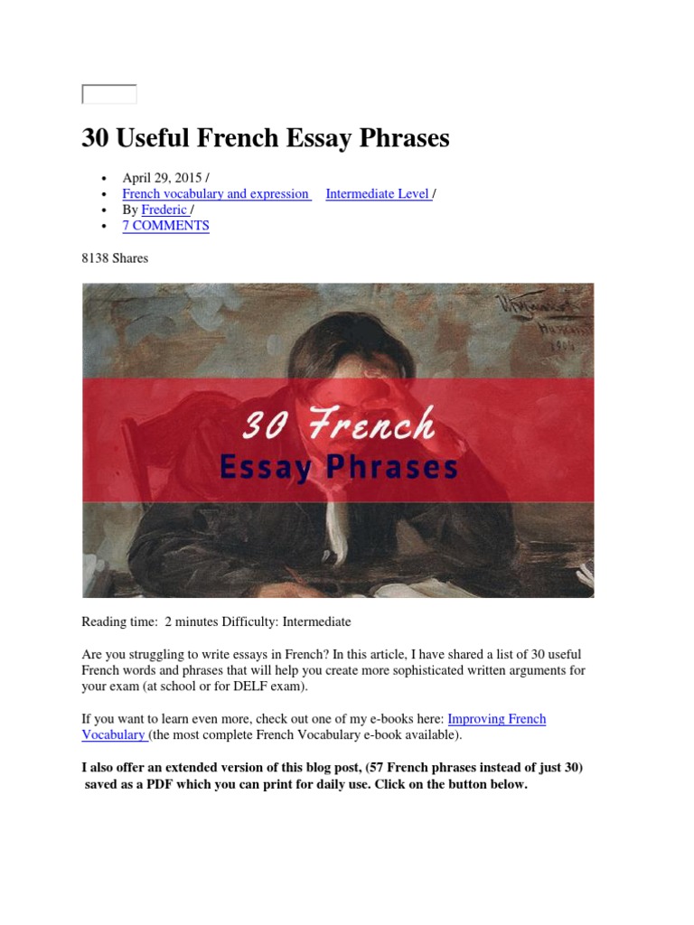 French Essay Phrases for Exams | PDF | Languages