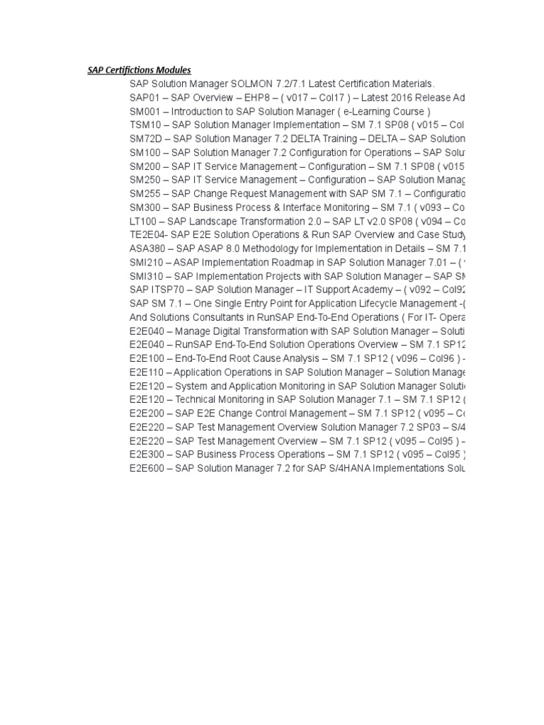 SAP Certifications Module | PDF | Implementation | Information ...