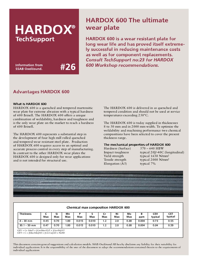 26-Hardox 600 The - Ultimate Wear Plate PDF | PDF | Wear | Structural Steel