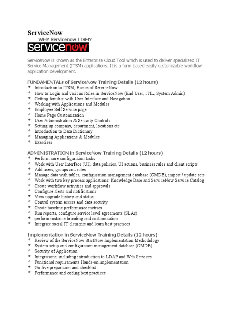 Contents of Service-Now Training-1 | PDF | It Service Management ...