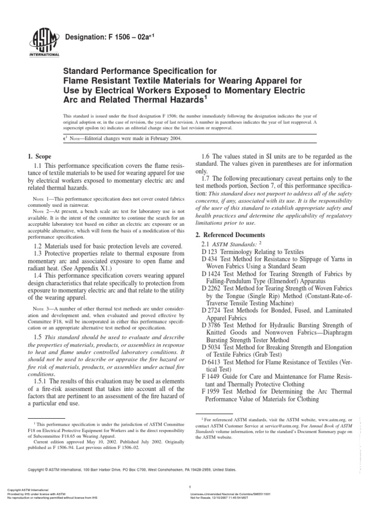 Astm F1506 PDF | PDF | Clothing | Textiles