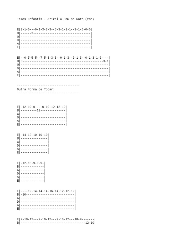 Atirei o Pau No Gato Tab | PDF
