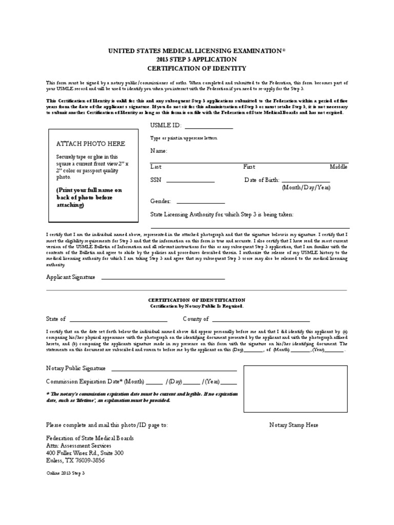 USMLEStep3 Certification of Identity | PDF | Notary Public | United ...