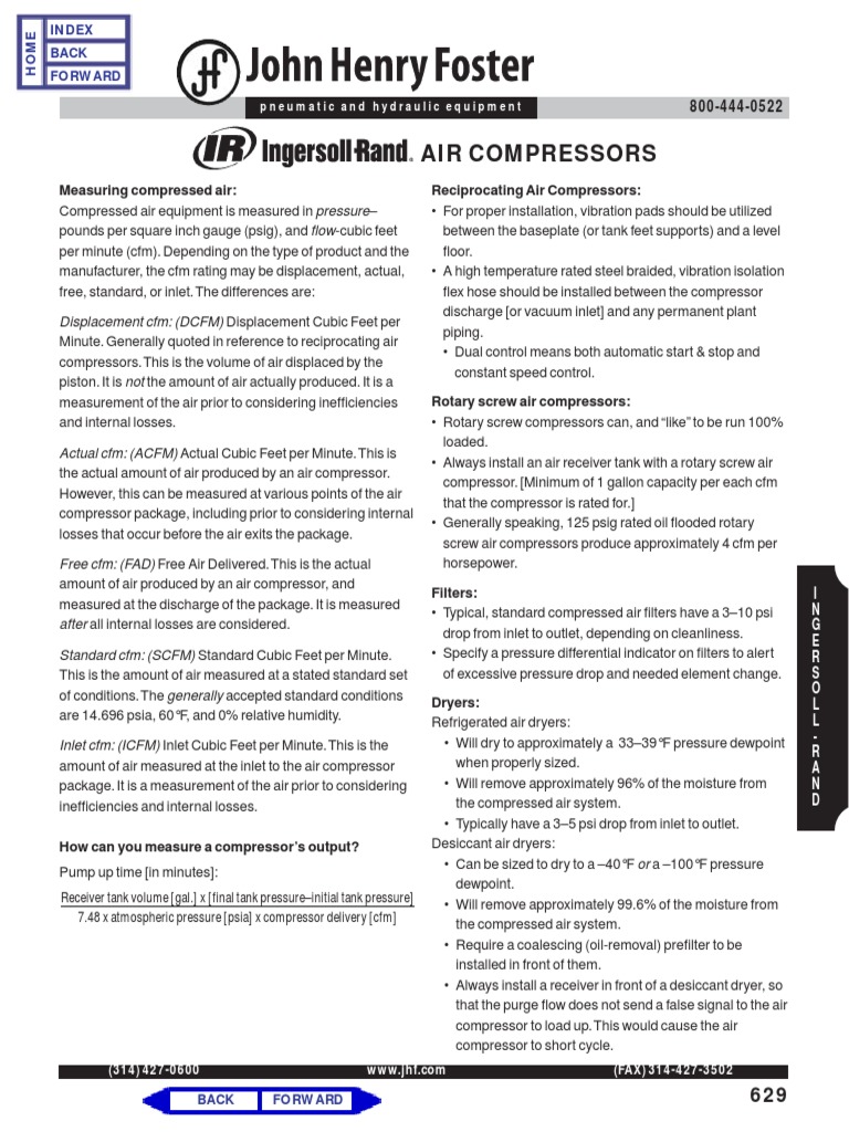 Measuring Air Compressor Output and Types | PDF | Gas Compressor ...