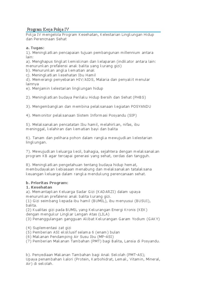Program Kerja Pokja IV | PDF