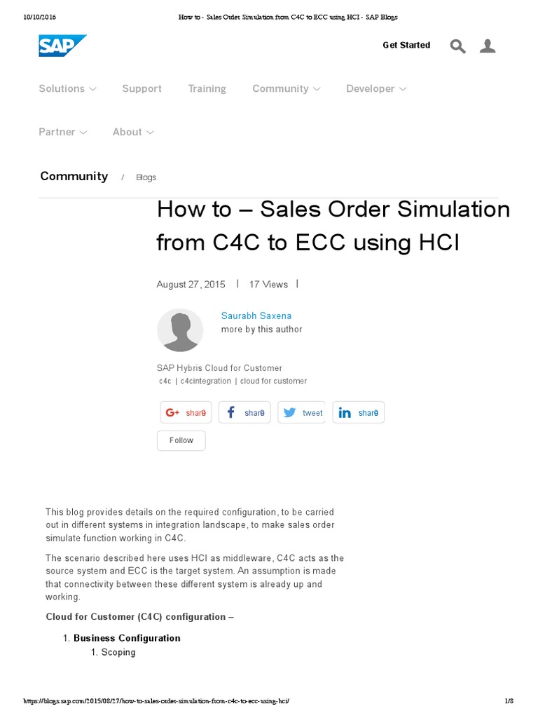 How To - Sales Order Simulation From C4C To ECC Using HCI - SAP Blogs ...