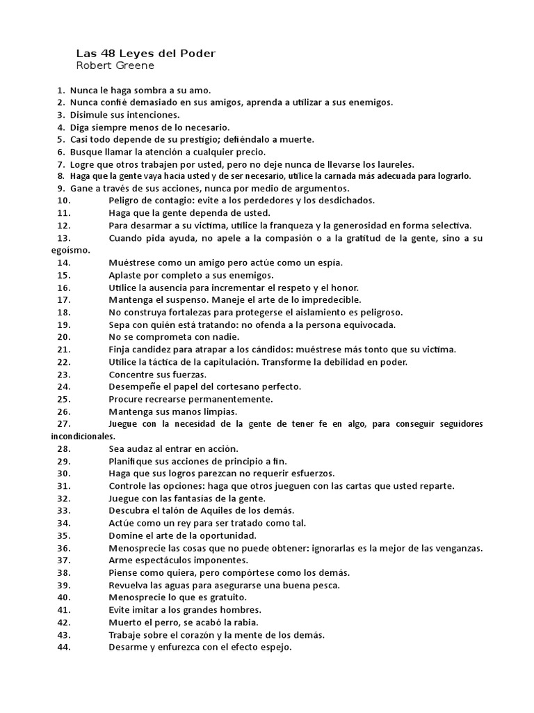 Las 48 Leyes Del Poder | PDF | Agitación | Conflicto armado