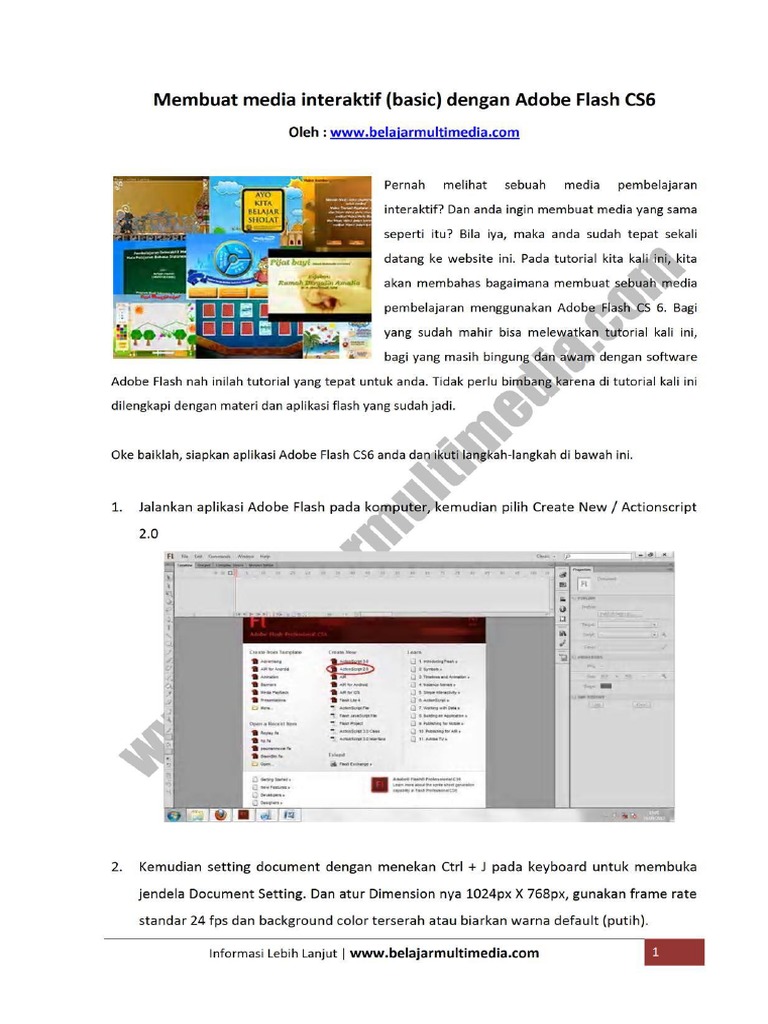 Membuat Media Interaktif (Basic) Dengan Adobe Flash CS6 PDF | PDF