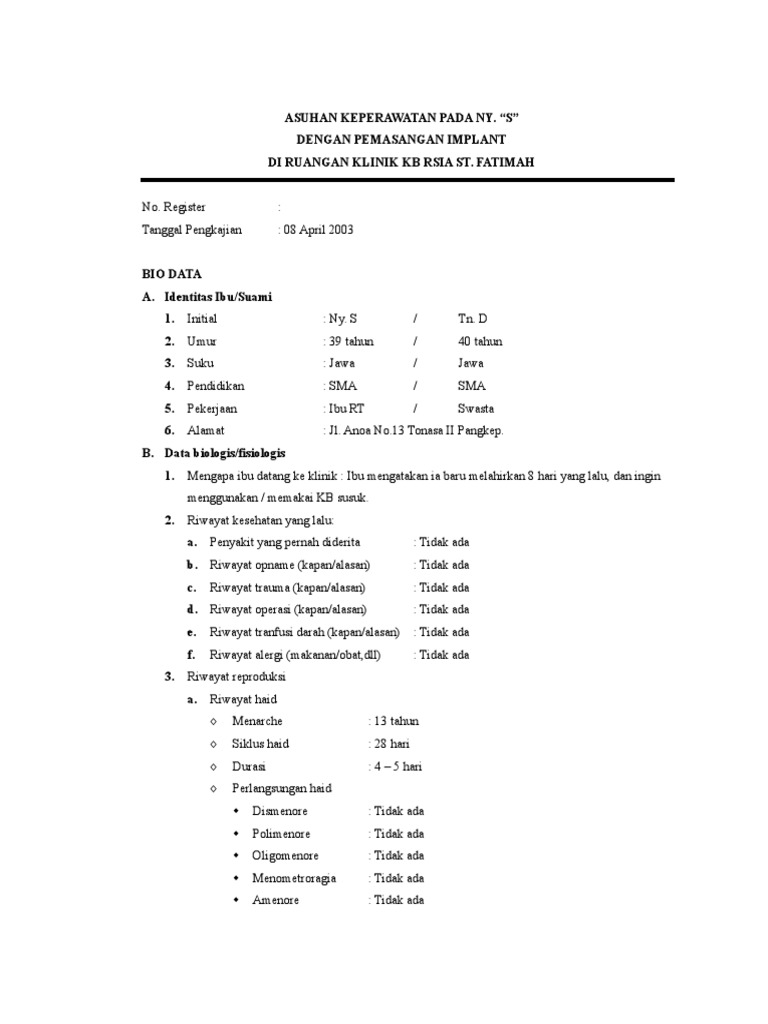 Askep KB Implan | PDF | Kesehatan Holistik | Gaya Hidup