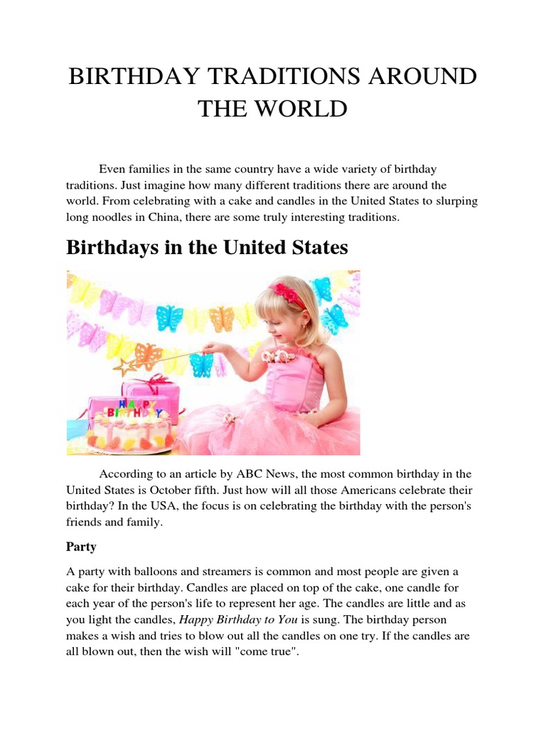 Birthday Traditions Around The World: Birthdays in The United States ...