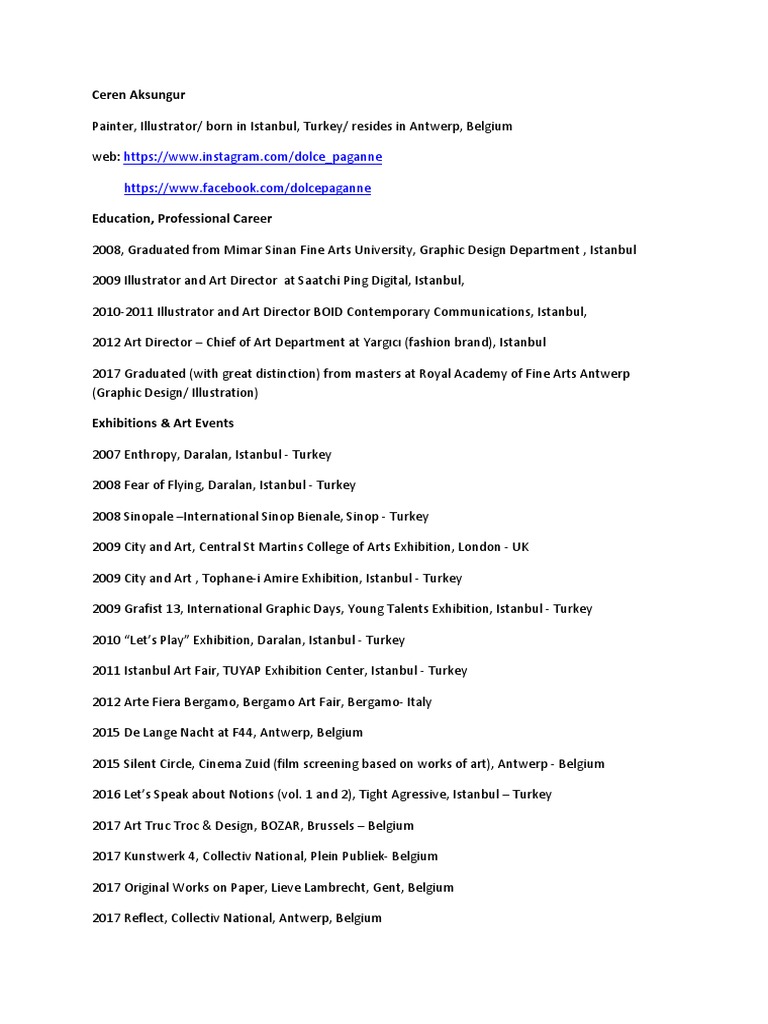 Ceren Aksungur CV | PDF | Art Media | Communication Design