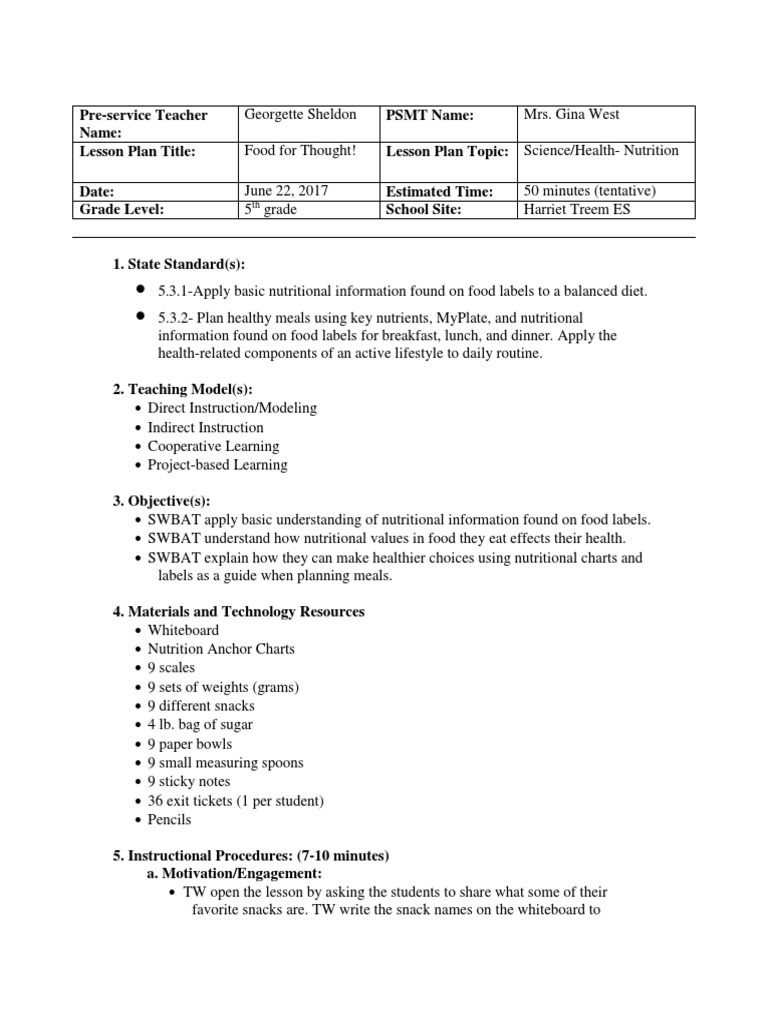 Nutrition Lesson g5 | PDF | Nutrition | Diet & Nutrition