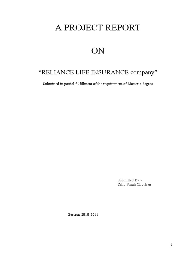 Dilip Singh Chouhan Project Report | PDF | Insurance | Life Insurance