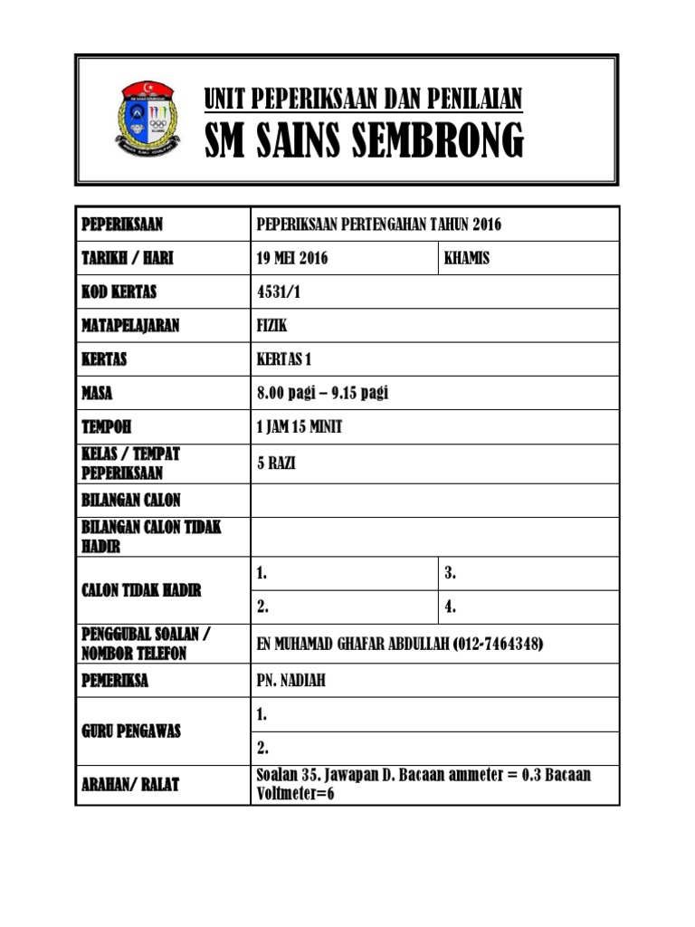 Label Peperiksaan | PDF