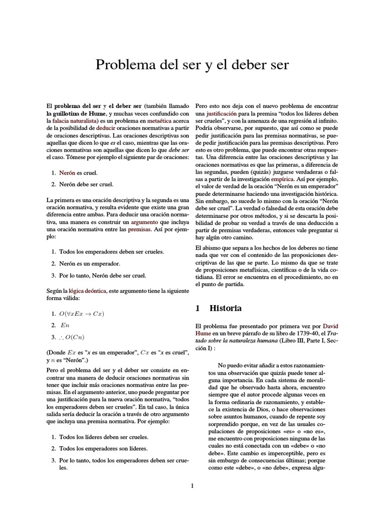 Problema Del Ser y El Deber Ser | Filosofía occidental | Metafilosofía